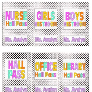 Custom Teacher Hall Pass Set: Double Sided Classroom Lanyards, 6-pack ...