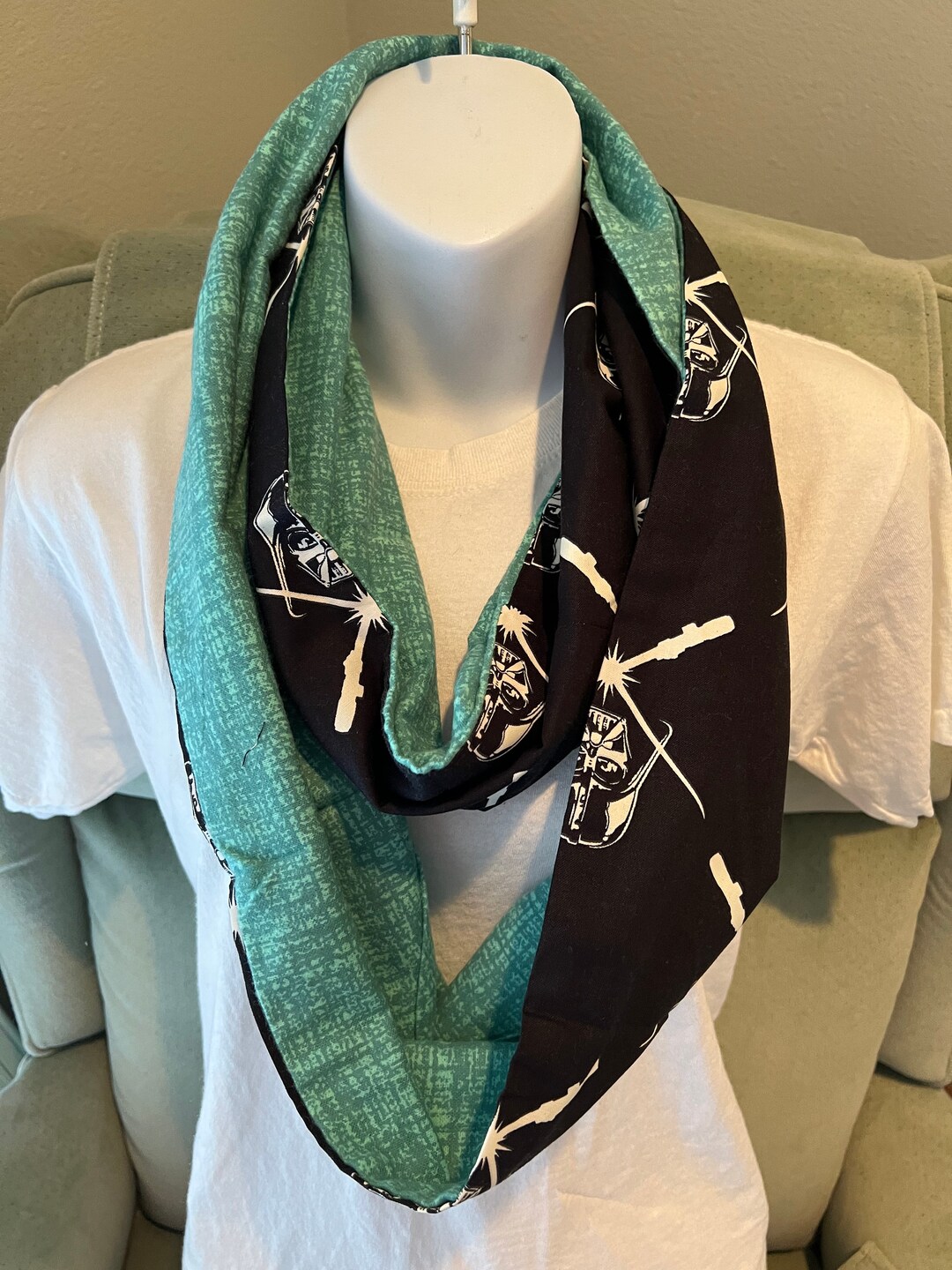 Star Wars Vader Glow in the Dark Infinity Scarf Teal Flannel Print ...