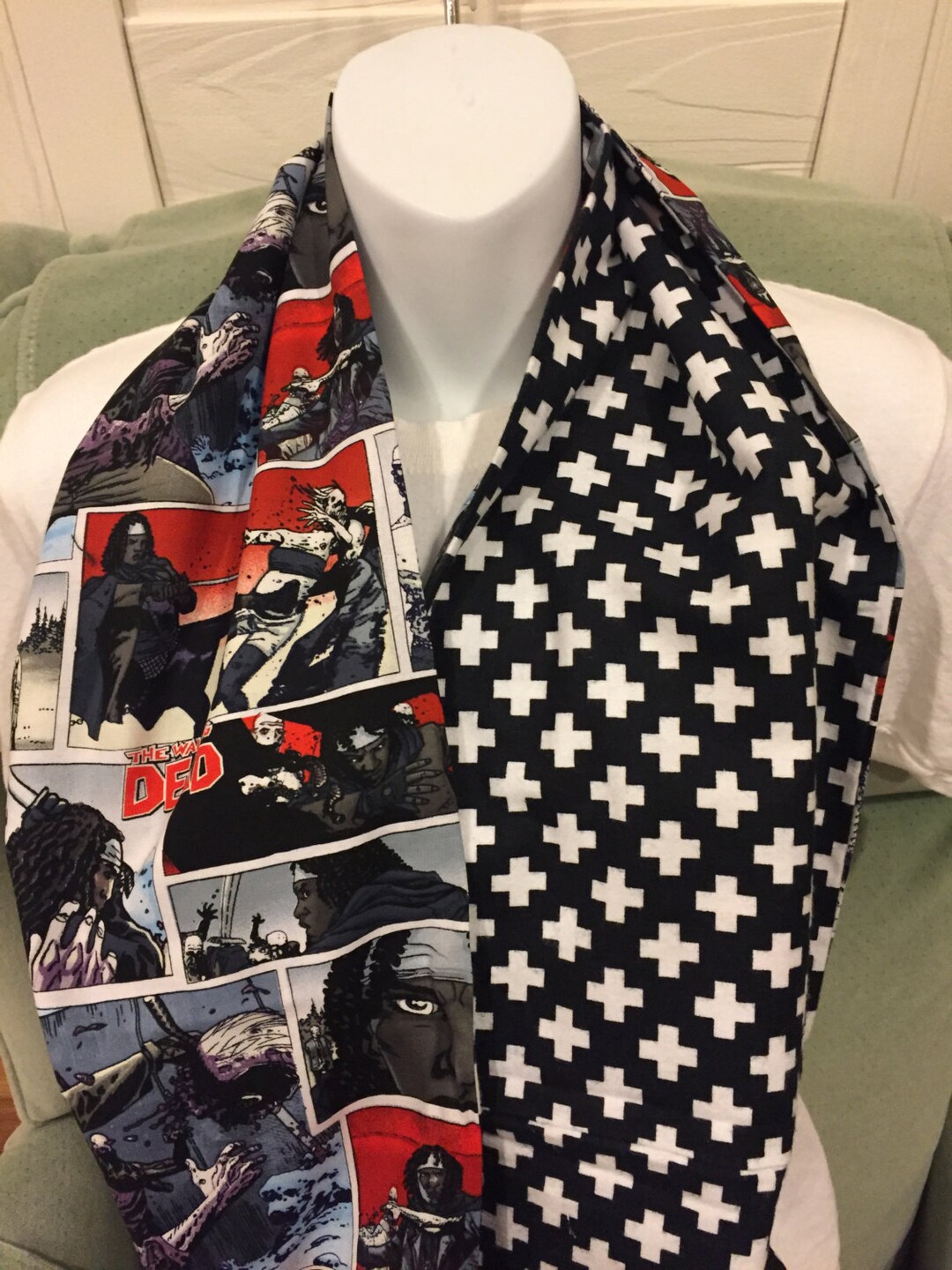 Walking Dead Infinity Scarf - Handmade Flannel Print, Plus Signs ...