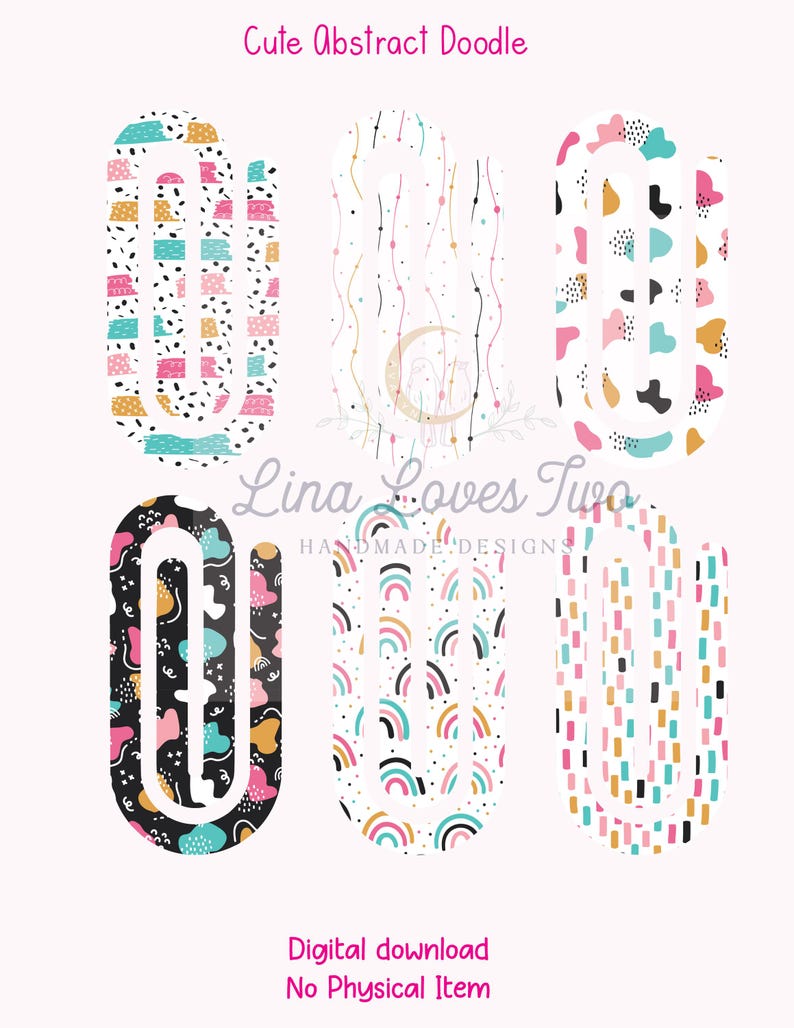 Abstract Doodle Jumbo Paperclip PNG: Sublimation Design (digital ...