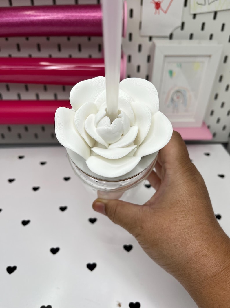 Rose Lid Topper STL and 3MF Files for 3D Print – Stanley and Libbey Cup ...