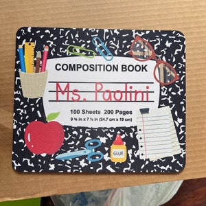 Personalized Teacher Mouse Pad: Composition Book Design - Etsy