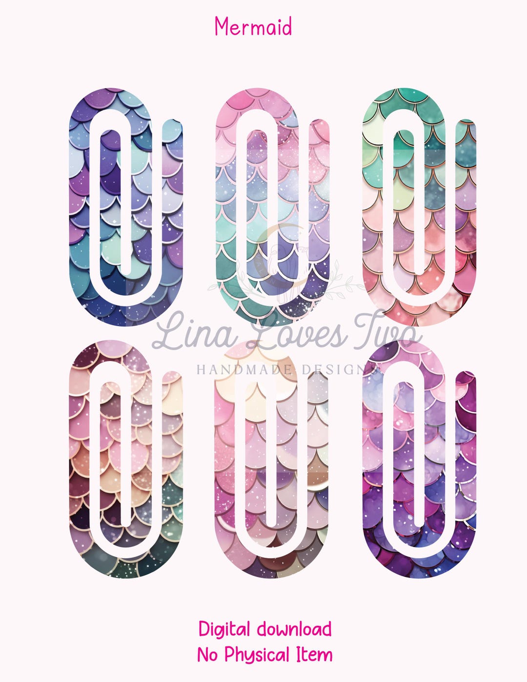 Mermaid Scale Jumbo Paperclip PNG: Sublimation Design (digital Download ...
