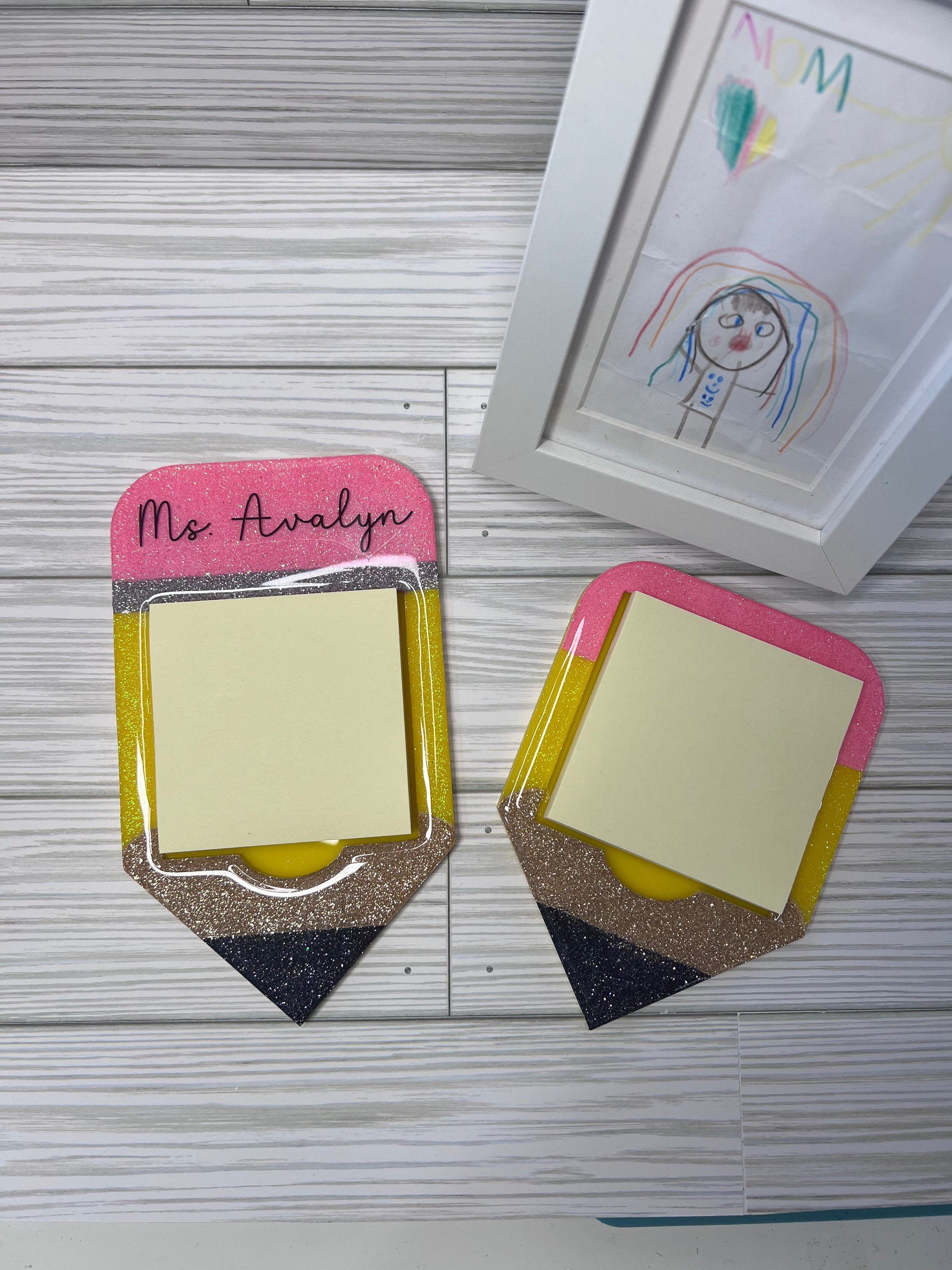 Glitter Pencil Post-it Holder: Teacher Desk Decor - Etsy