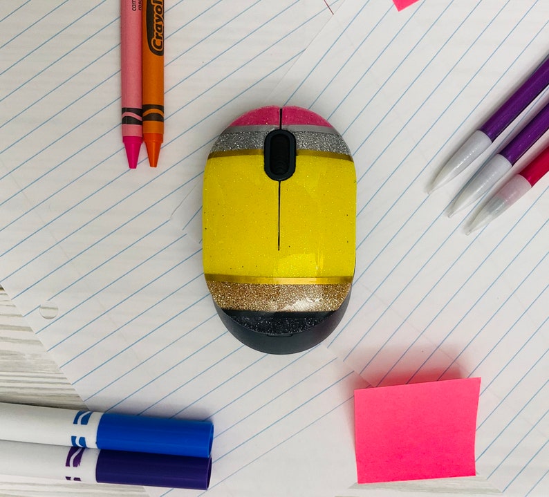 Pencil Wireless Mouse | Glitter Teacher Gift - Etsy