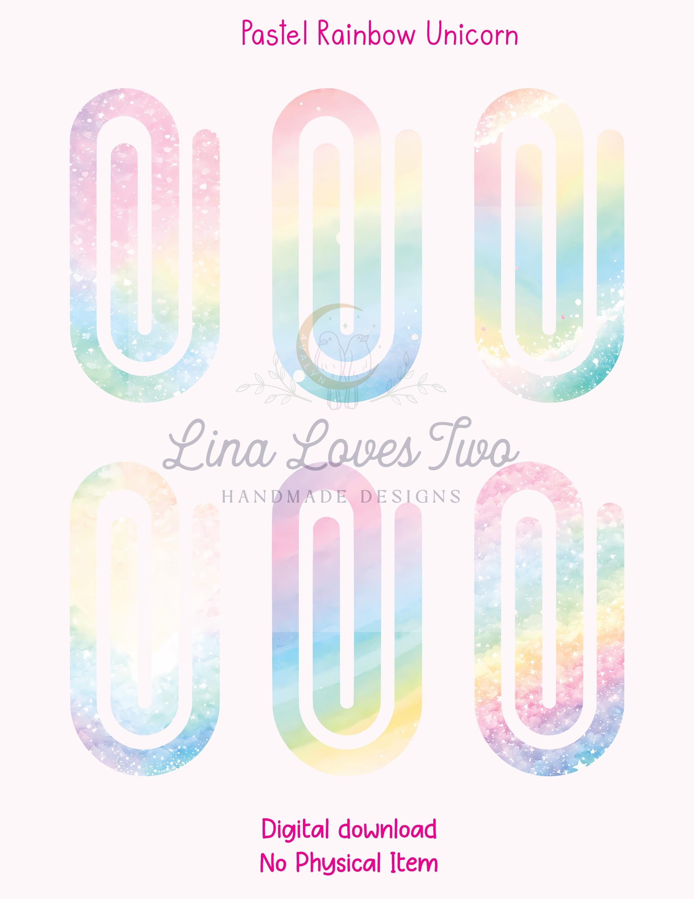 Pastel Rainbow Unicorn Jumbo Paperclip PNG: Sublimation Clipart ...
