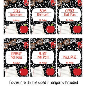 Custom Teacher Hall Pass Set: Double Sided Classroom Lanyards, 6-pack ...