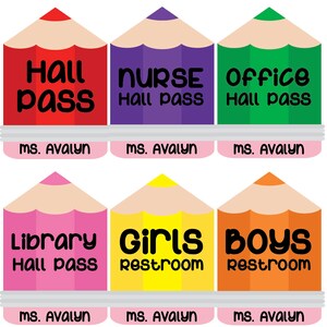 Custom Teacher Hall Pass Set: Double Sided Classroom Lanyards, 6-pack ...