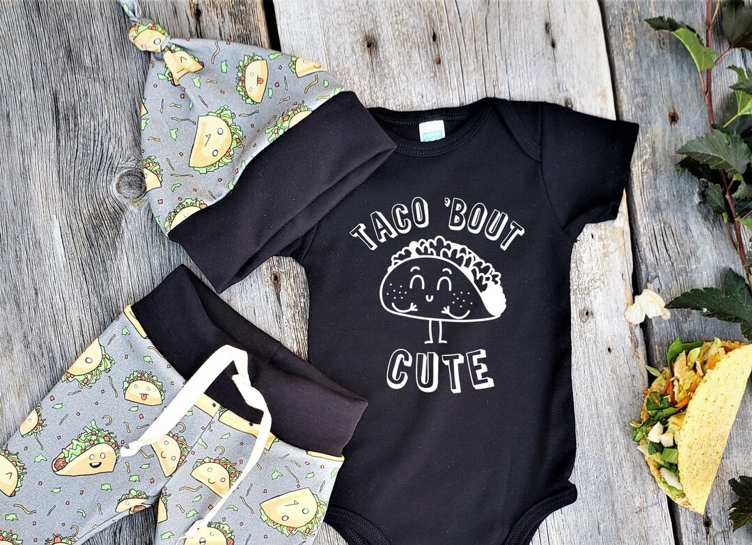 Taco Baby Clothes: Organic Cotton Bodysuit, Leggings & Hat Outfit ...