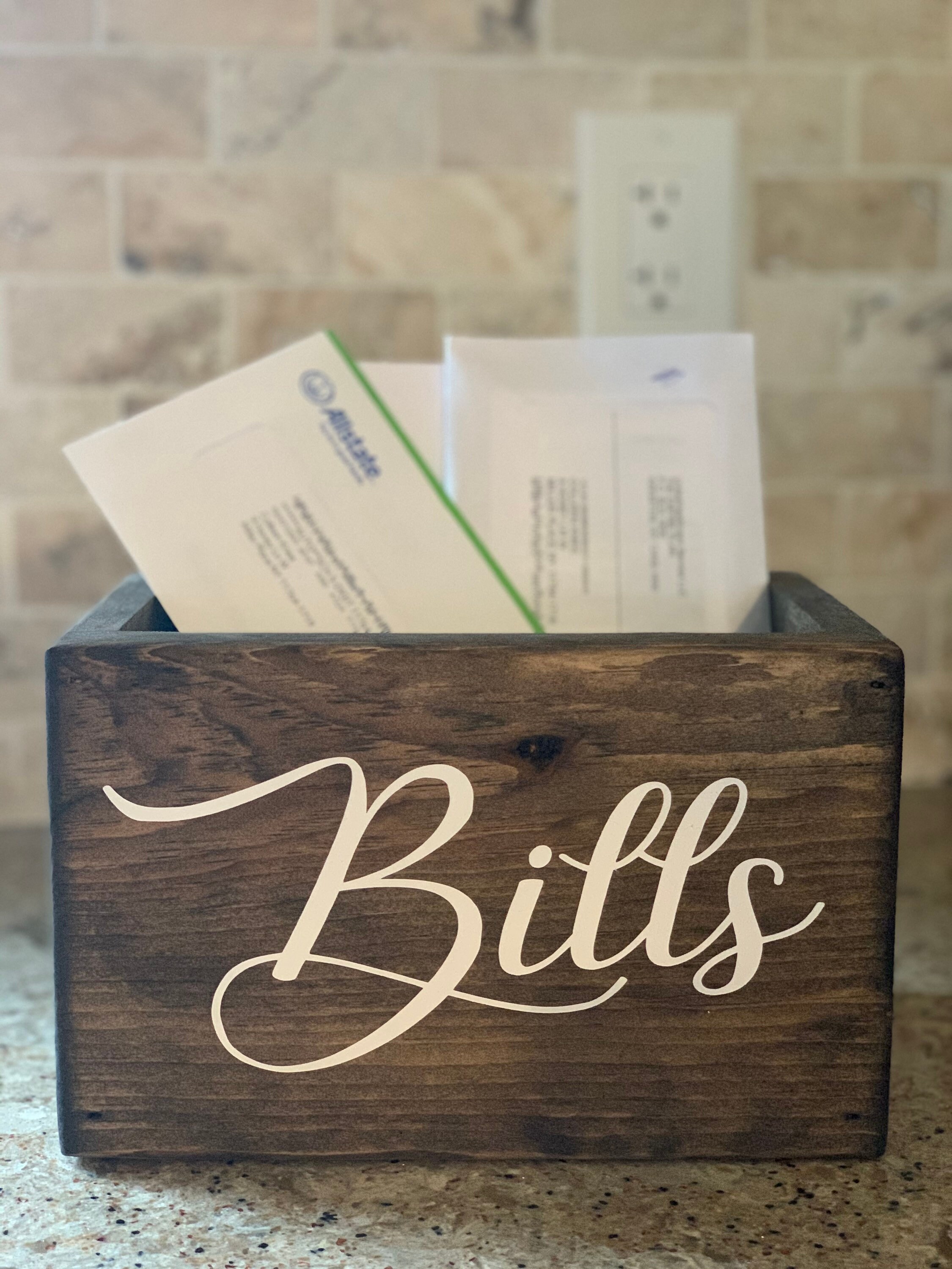 Bills Box for Organizing Wooden Bills Storage Box Bill | Etsy