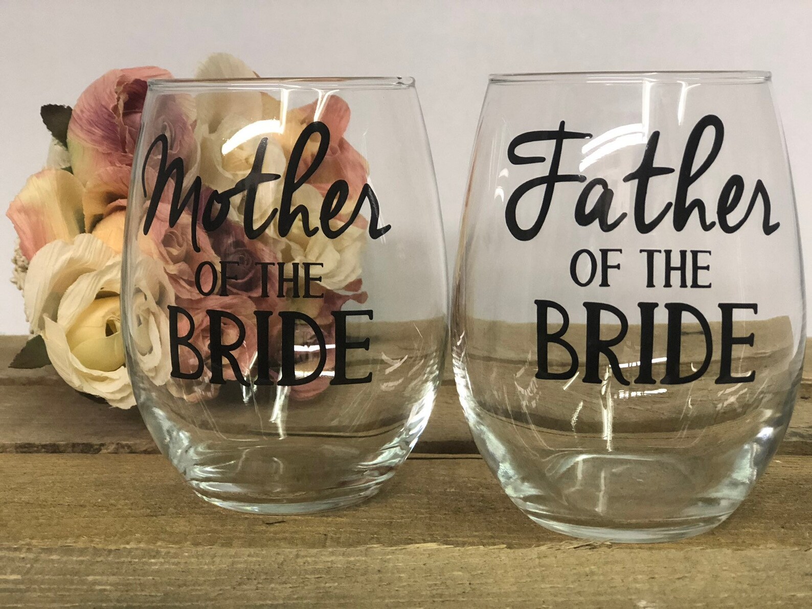 Mother of the Bride Wine glass Father of the Bride Glass | Etsy