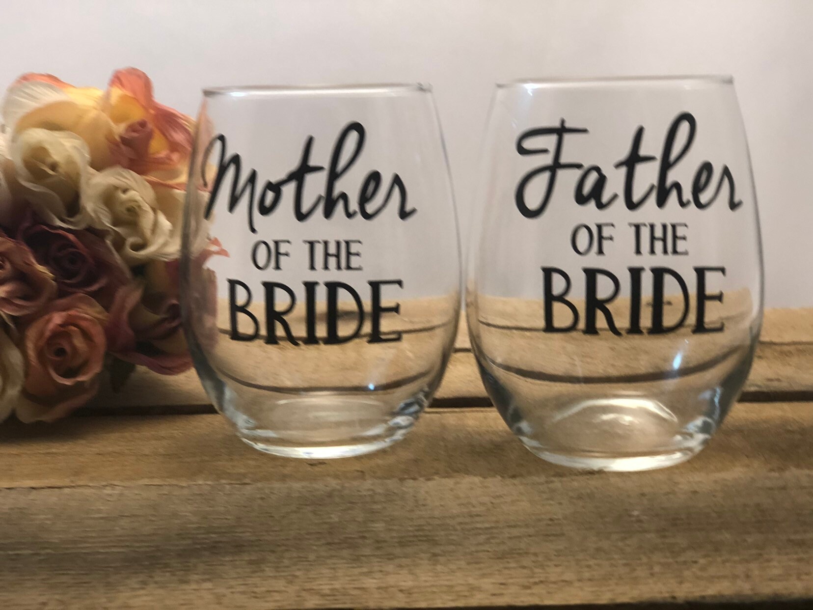 Mother of the Bride Wine glass Father of the Bride Glass | Etsy