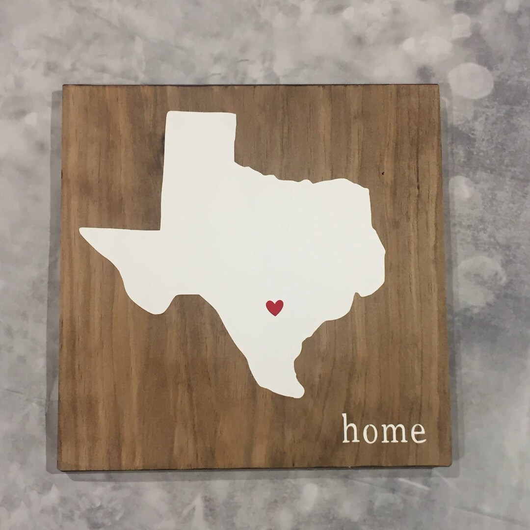 Texas State Wood Home Sign With Heart on Town/ TX Closing - Etsy