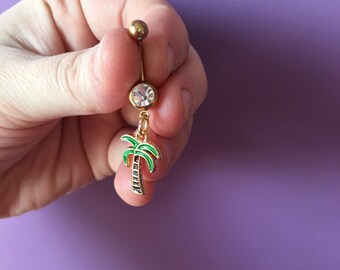 Palm Tree Belly Ring - Etsy