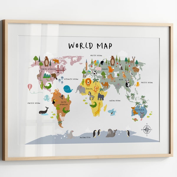 World Map Print - Etsy UK