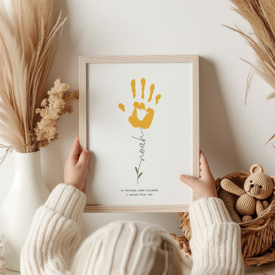 Personalised Flower Handprint, Mothers Day, Mum, Mummy, Grandma ...