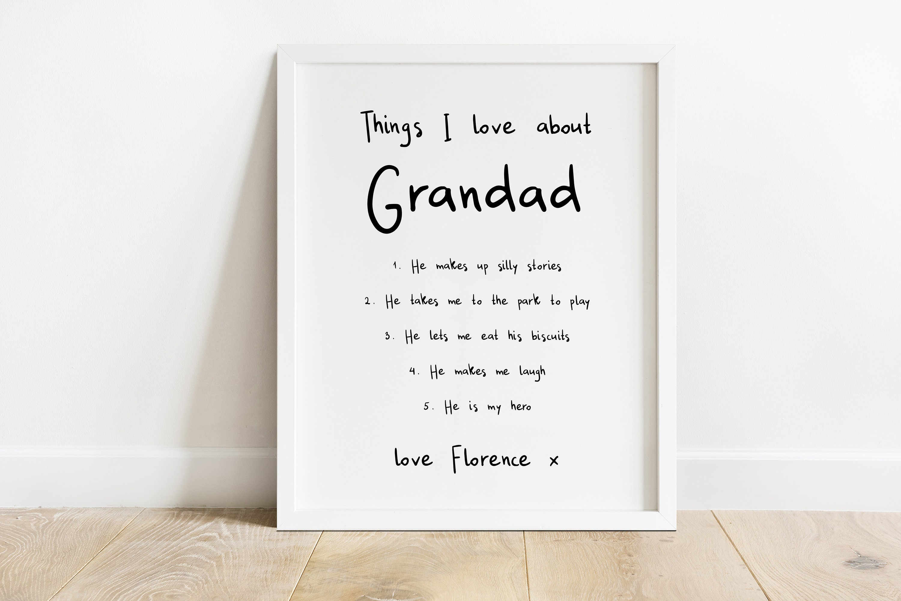 Things I Love About Grandad Father Gift Grandpa Nursery - Etsy UK