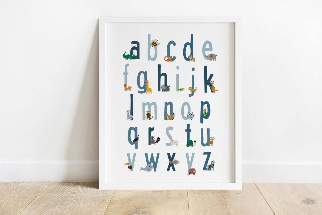 Alphabet Print With Animals Lowercase, Childrens Room Decor, Nursery ...