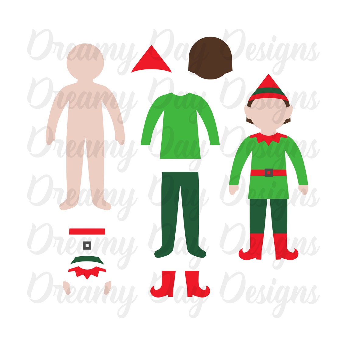 DOWNLOAD, Christmas Elf Paper Dolls SVG Cutting File for Cricut ...