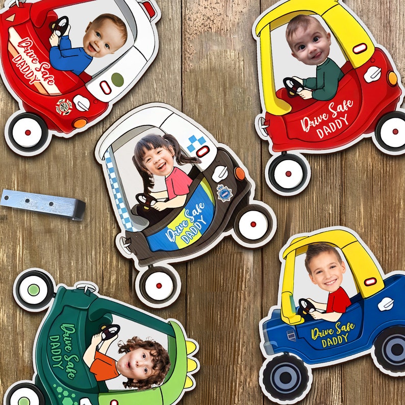 Personalized Drive Safe Daddy Car Hanger, Custom Photo Car Tag, Custom ...