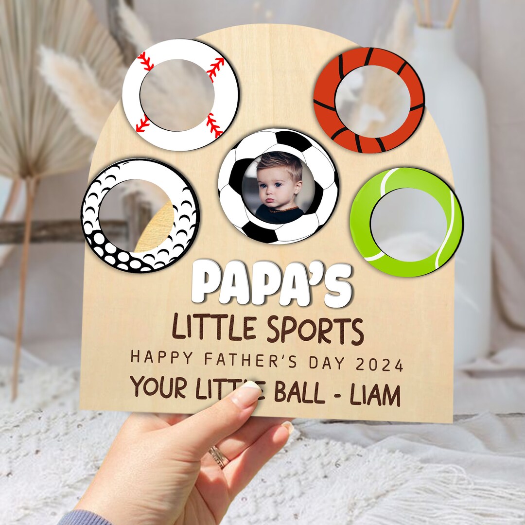 Personalized Father's Day Sports Photo Sign, Custom Baby Keepsake, Gift ...