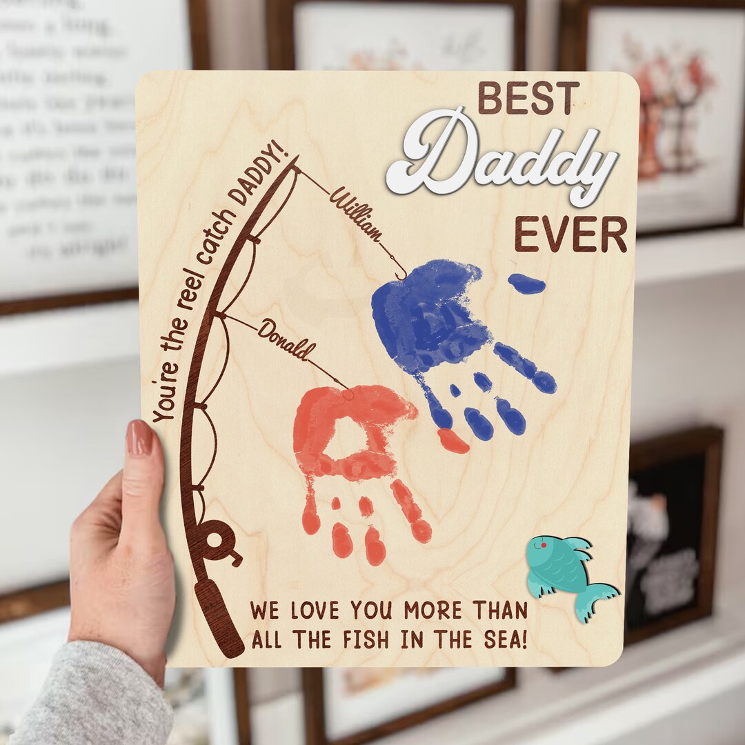 Personalized Fishing Handprint Sign, Custom You Are the Reel Catch ...