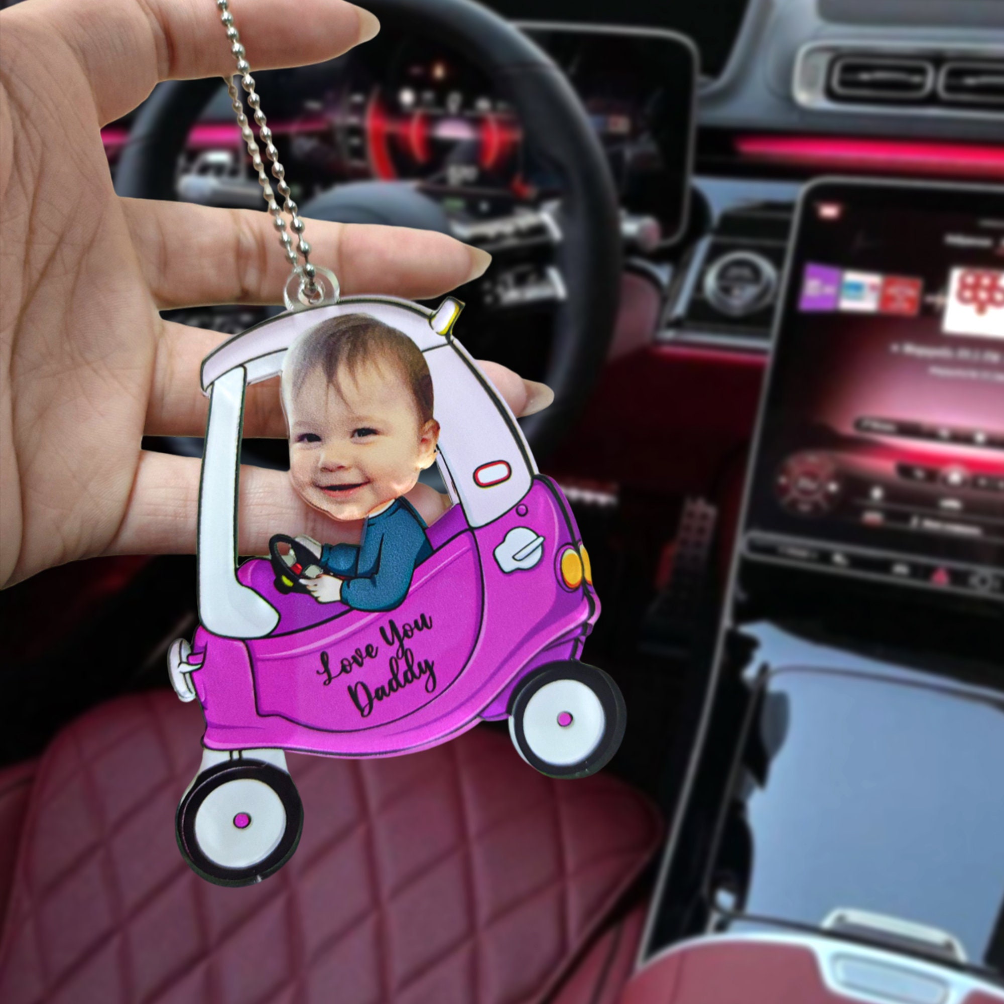 Personalized Drive Safe Daddy Car Hanger, Custom Photo Car Tag, Custom ...