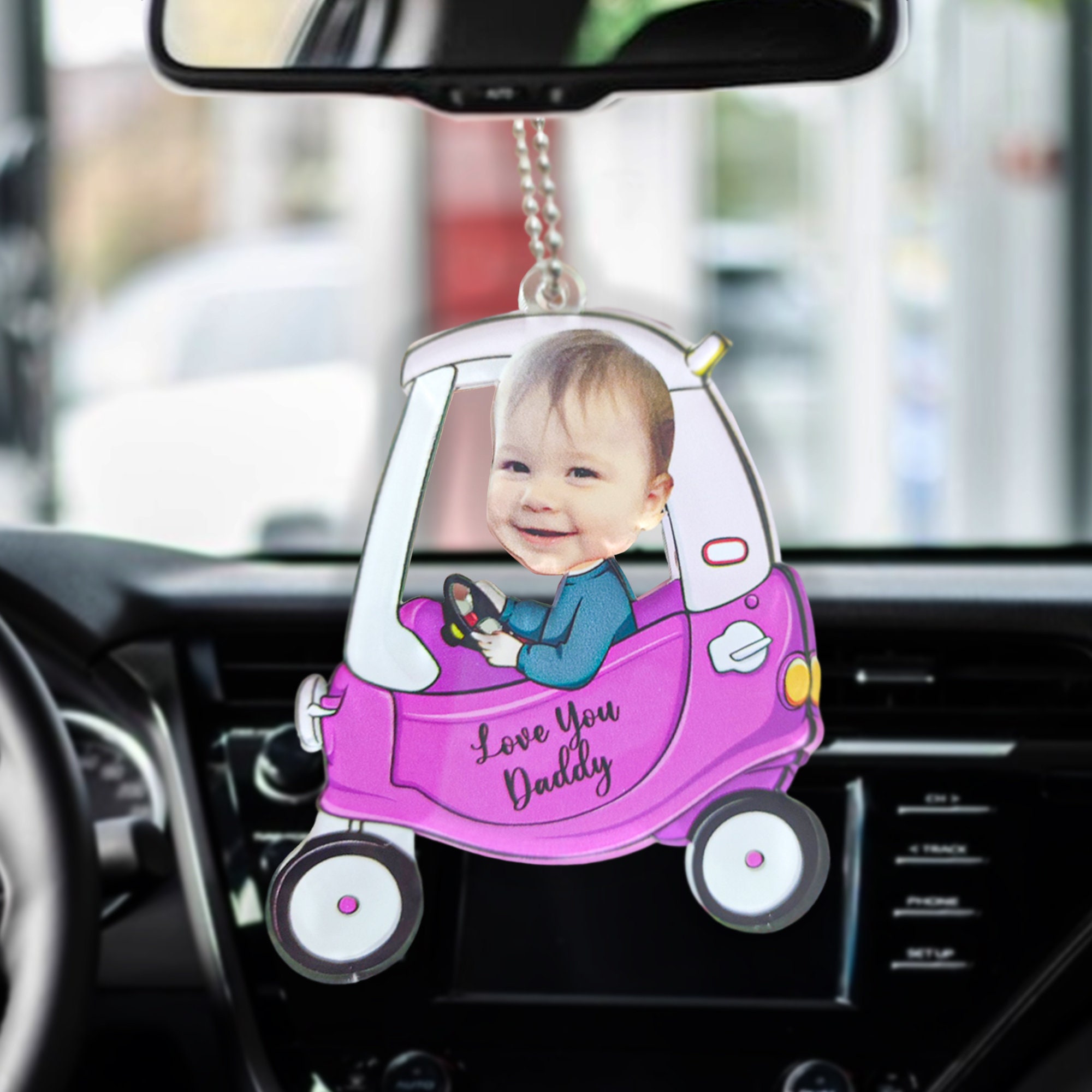 Personalized Drive Safe Daddy Car Hanger, Custom Photo Car Tag, Custom ...