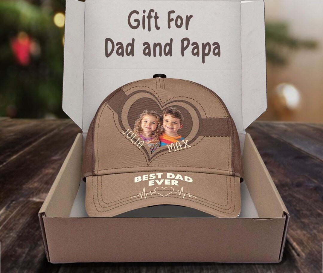 Personalized Worlds Best Dad Ever Cap, Custom Photo Baseball Cap for ...