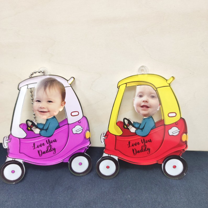 Personalized Drive Safe Daddy Car Hanger, Custom Photo Car Tag, Custom ...