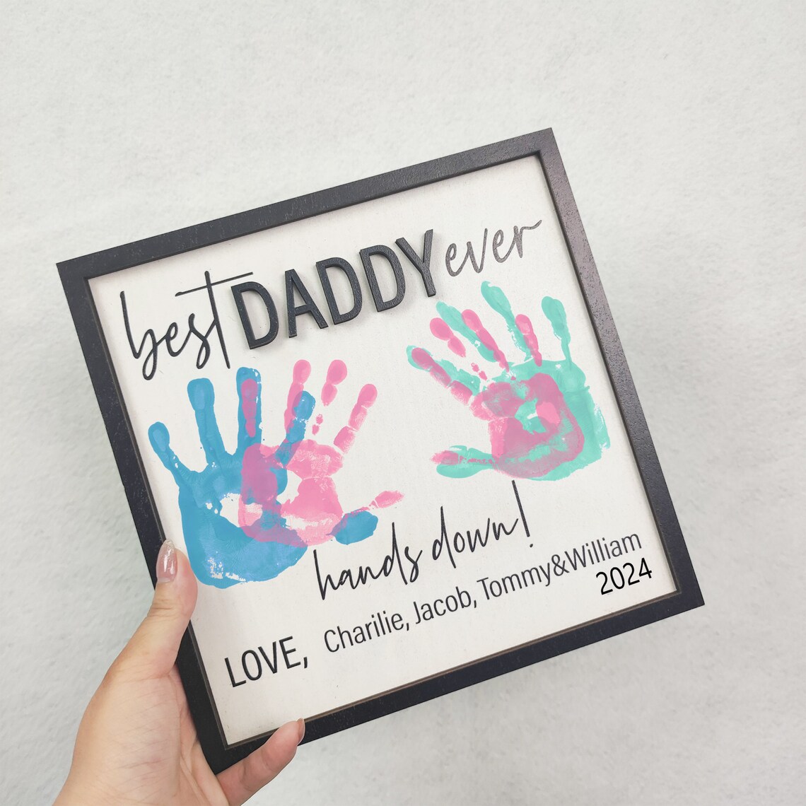 Custom Kids Name Father's Day Plaque, Personalized Best Daddy Ever ...