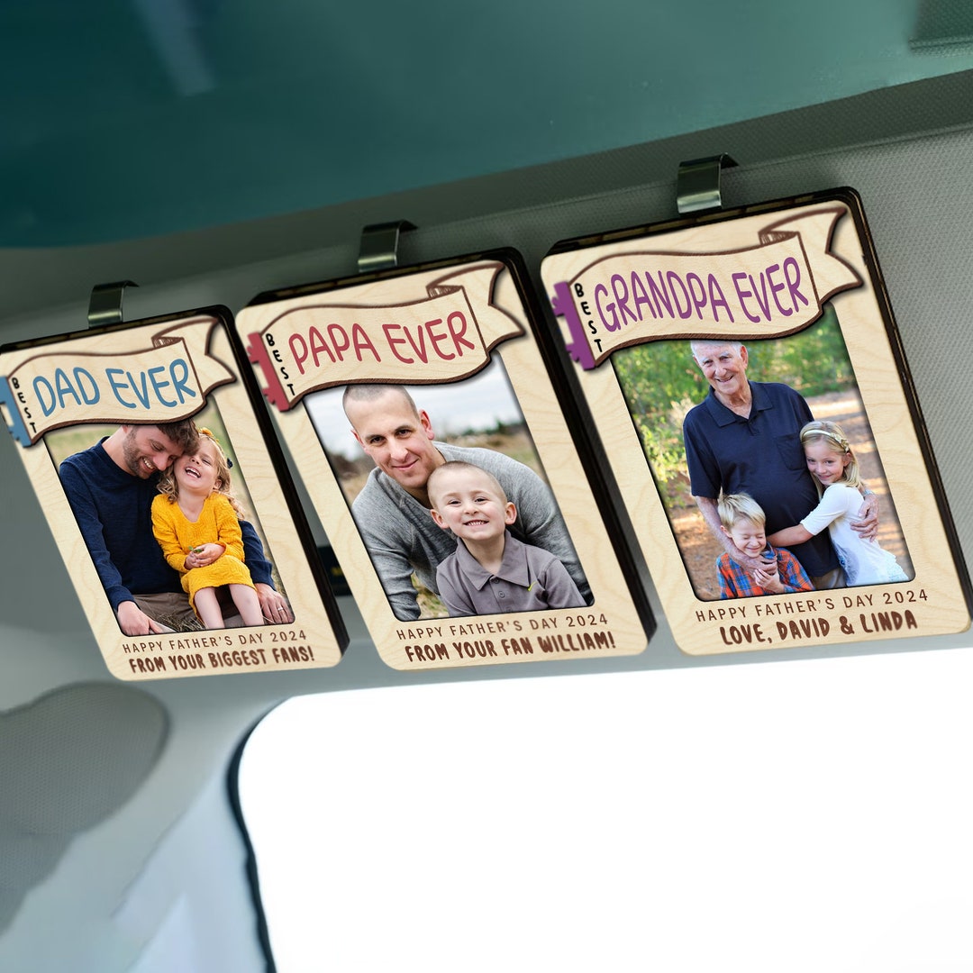 Personalized Best Dad Ever Photo Frame, Custom Custom Photo Car Visor ...