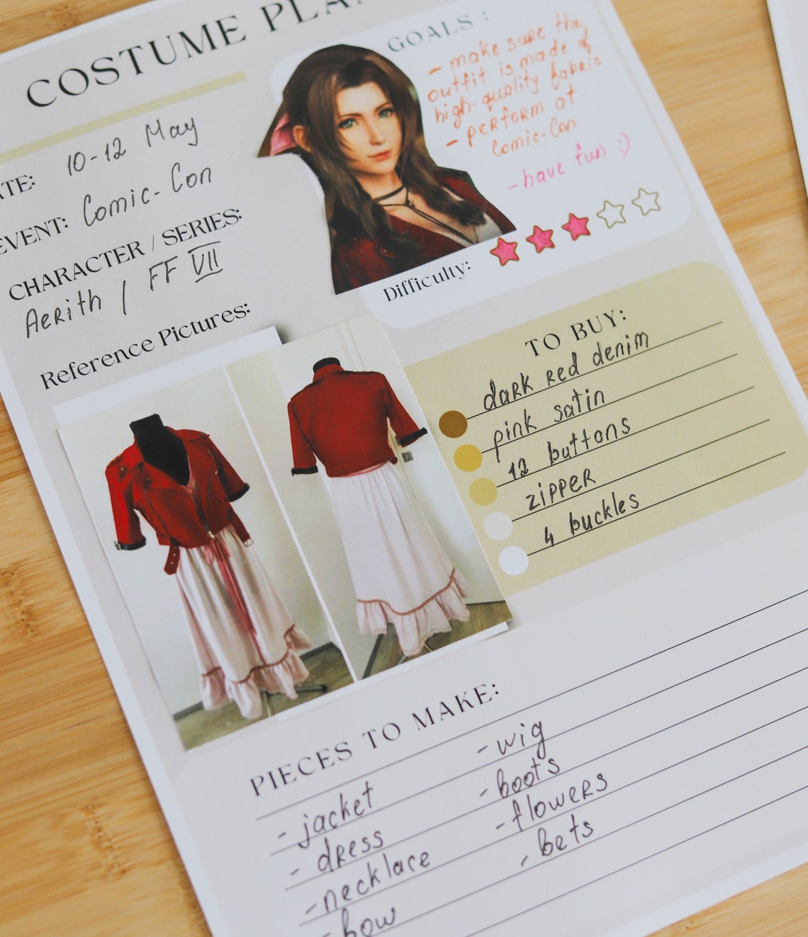 Digital Cosplay Planner, Cosplay Costume Planner, Cosplay Journal ...