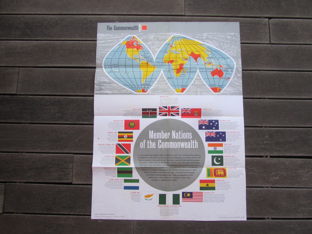 Original Vintage flags of the Commonwealth Poster Made in England 1960s ...