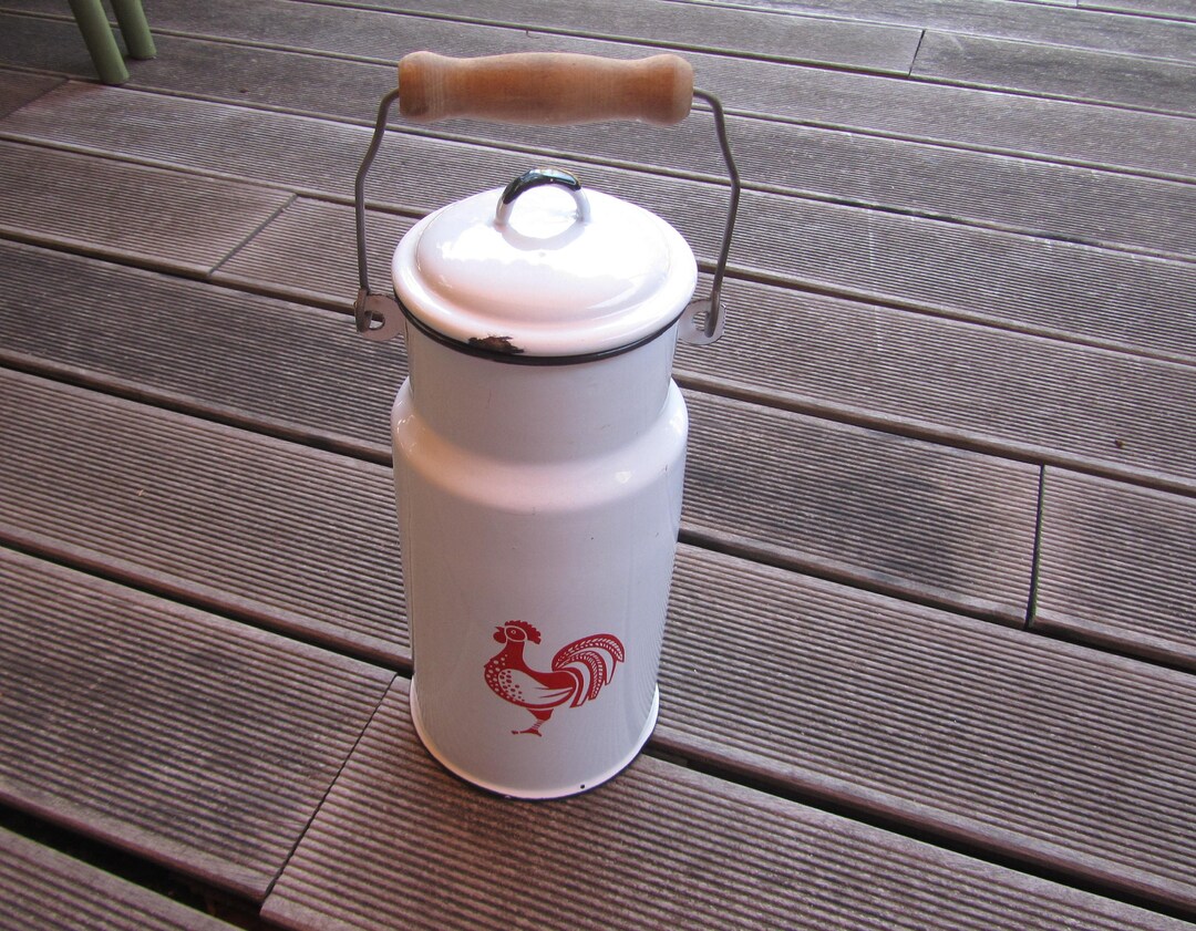 White Enamel Container With Lid - Made in Poland - 1980s - Etsy