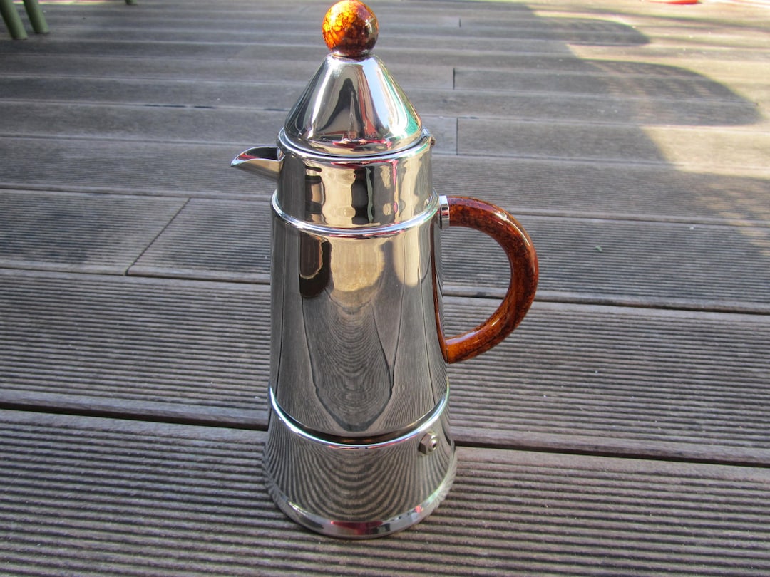 Designer Coffee Maker in 18/10 Stainless Steel With Wood-effect Details ...