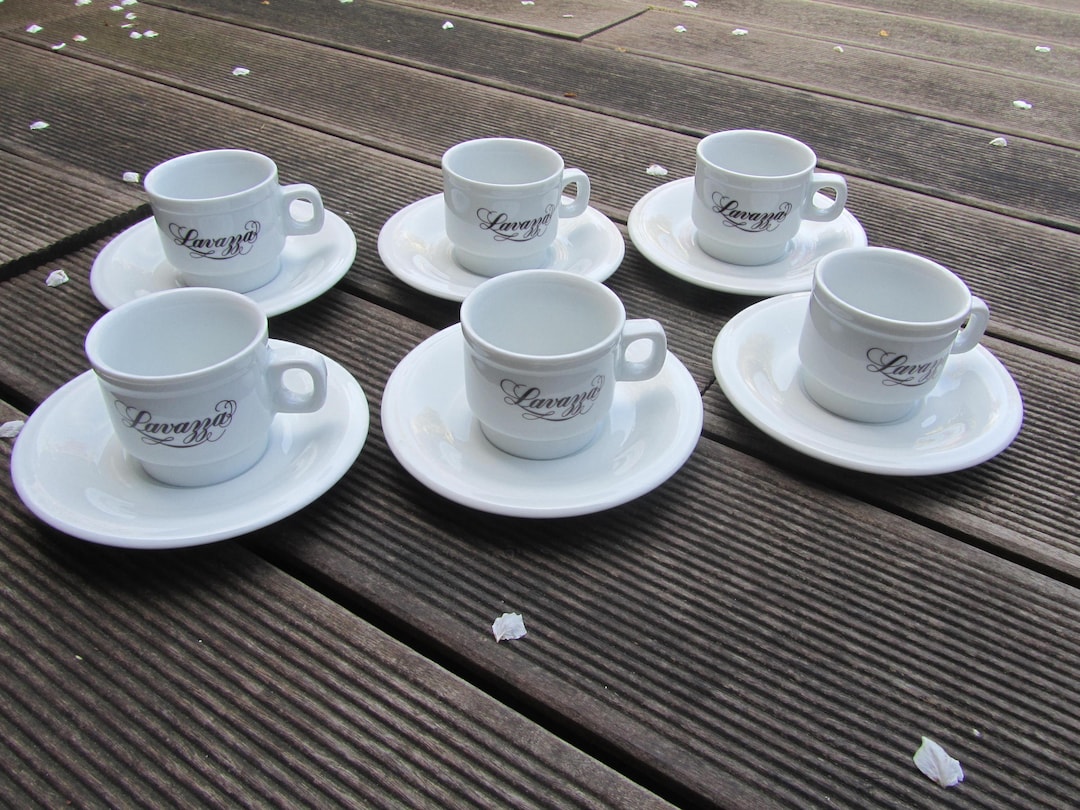 Set of 6 Vintage Porcelain Espresso Coffee Cups for Bars With "lavazza ...
