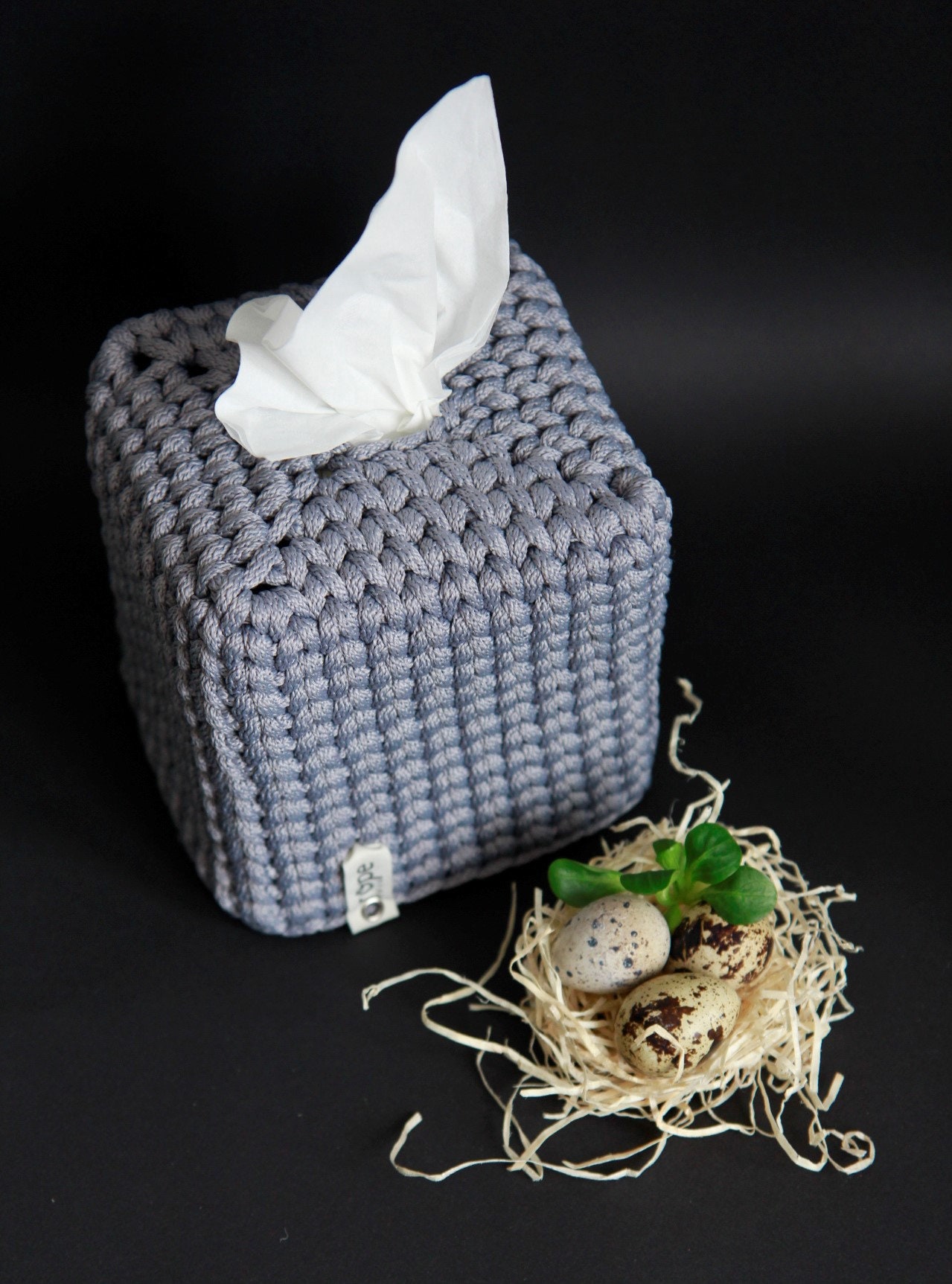 Square Light Grey Tissue Box Cover Crochet Scandinavian Style - Etsy