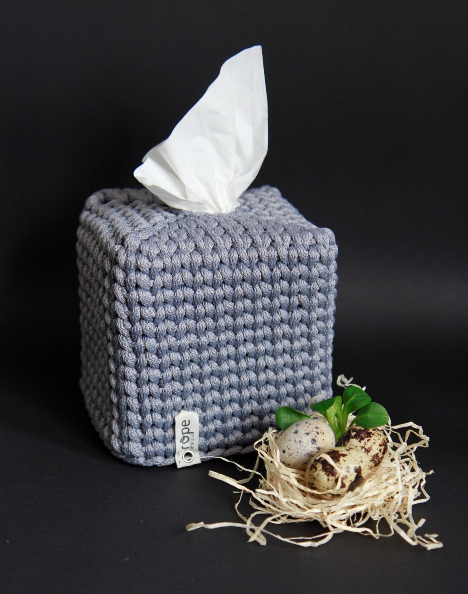 Square Light Grey Tissue Box Cover Crochet Scandinavian Style | Etsy