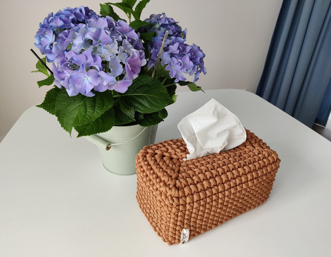 Caramel Big Tissue Box Cover Crochet Cover Box Cover Rectangular Box ...