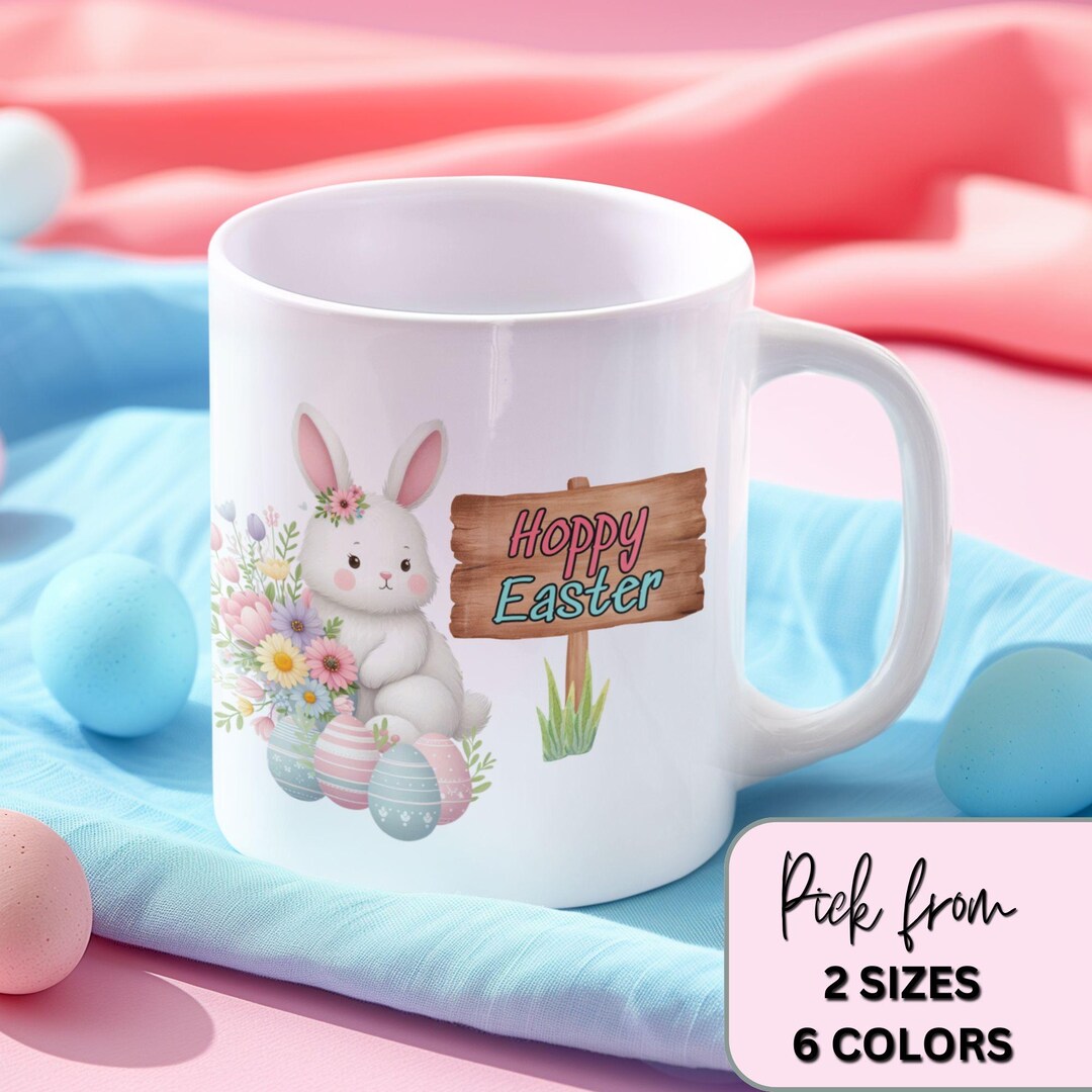 Easter Mug, Floral Easter Coffee Cup, Bunny Cup, Personalized Ceramic ...