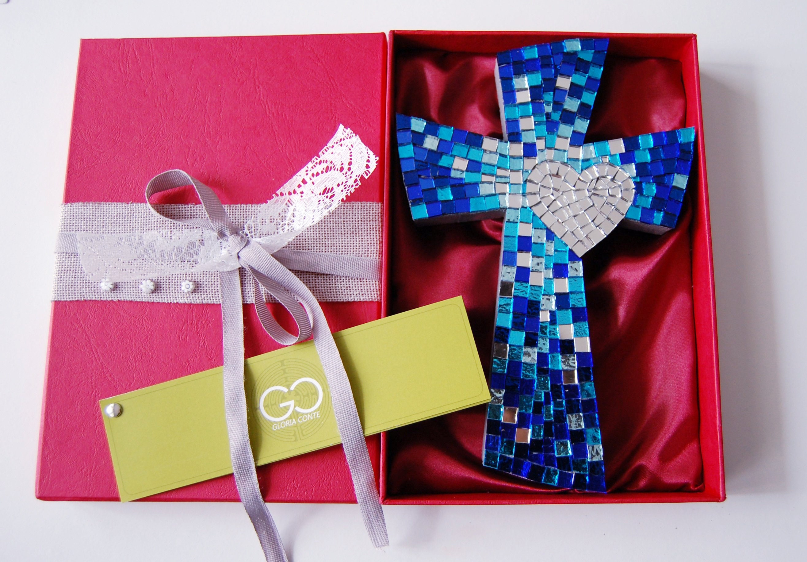 Shades of Blue wall Cross with elegant gift box gift | Etsy