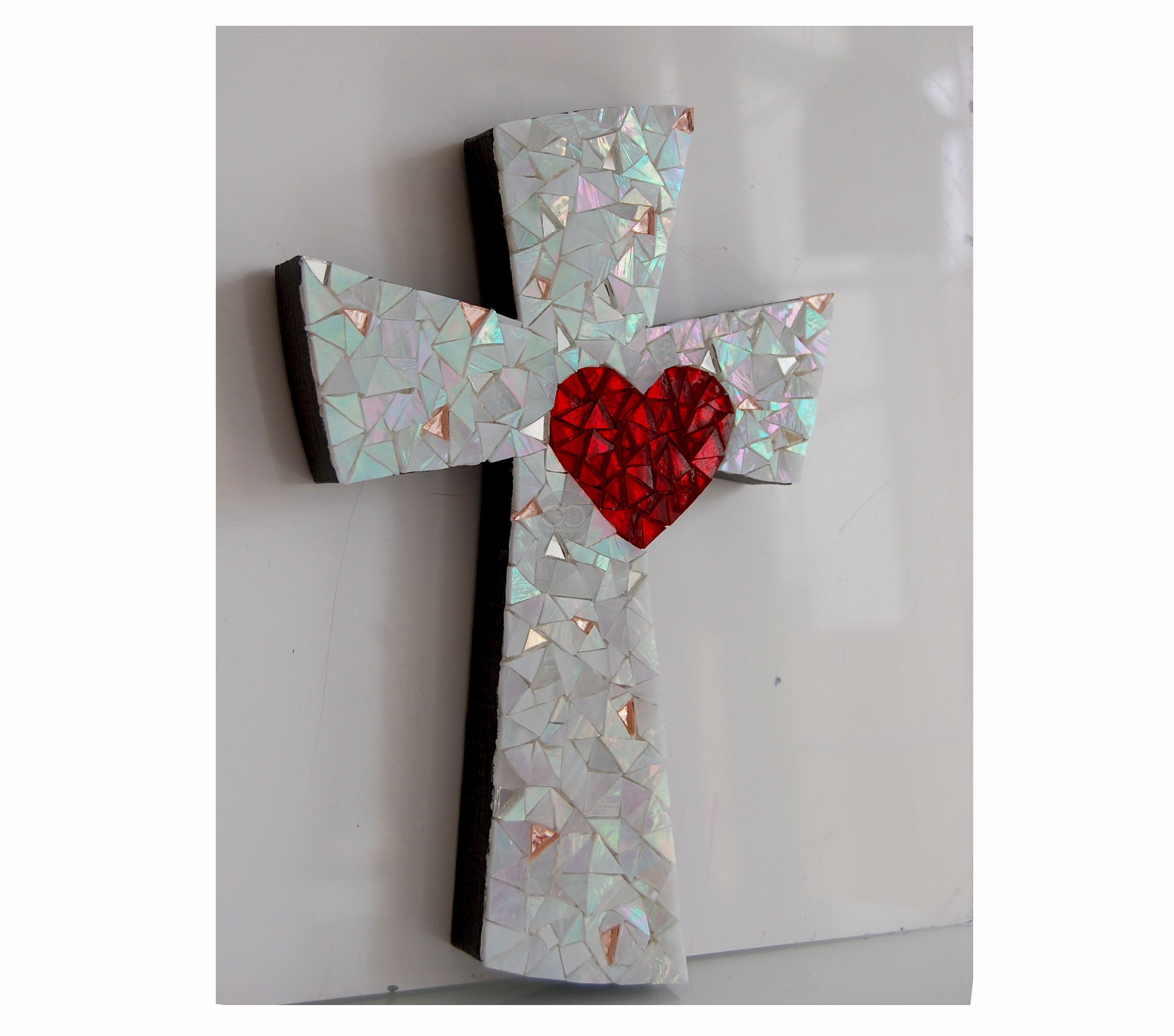 Stain Glass Mosaic Cross White Modern Wall Cross in Glass - Etsy