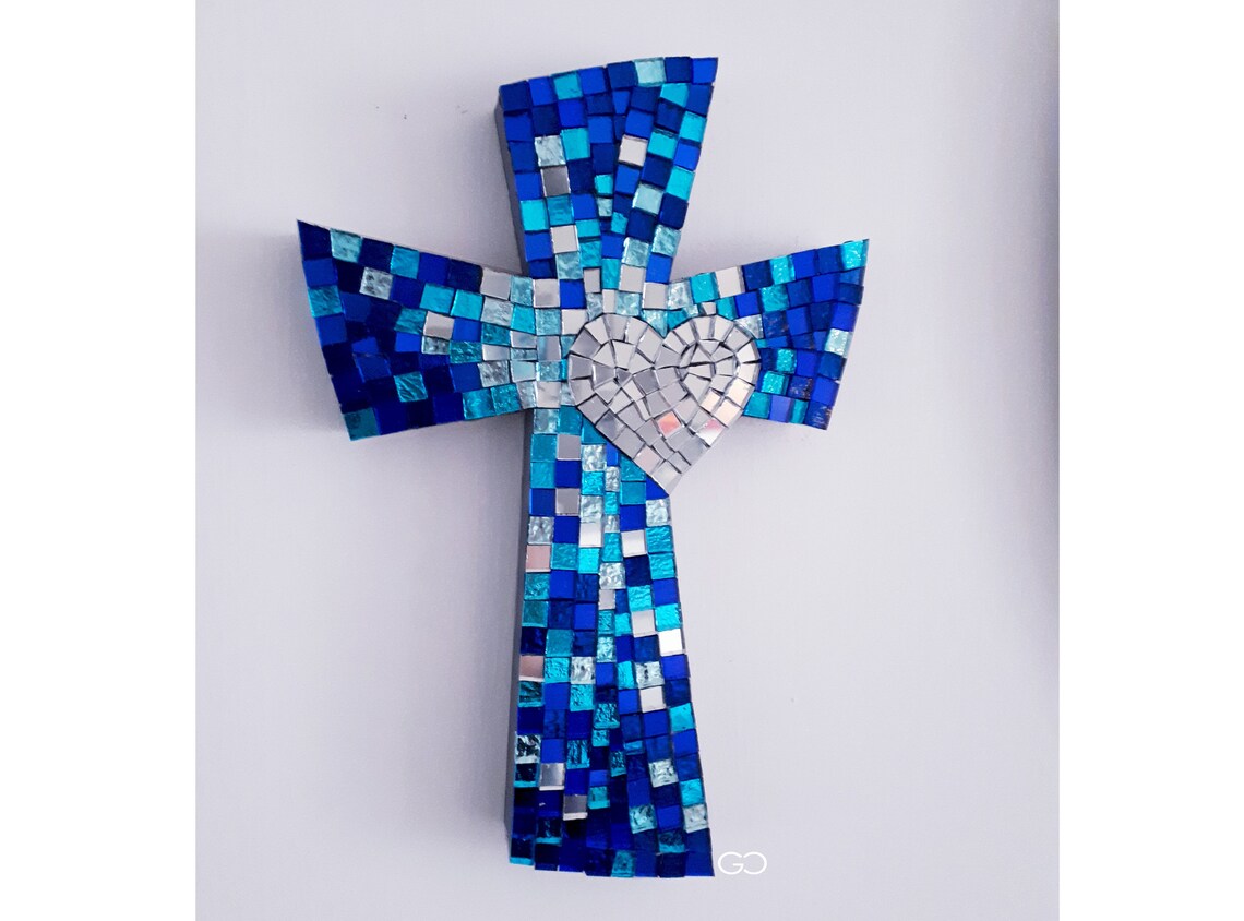 Shades of Blue Wall Cross With Elegant Gift Box Gift | Etsy