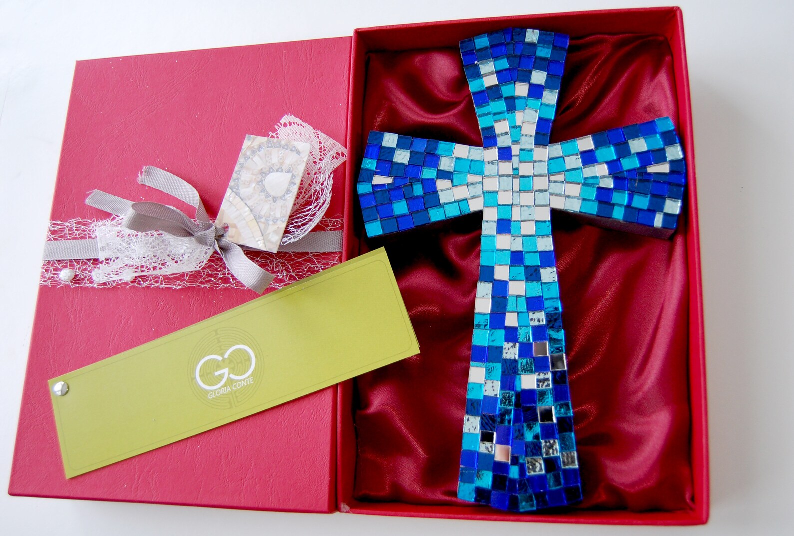 Shaded Blue Wall Cross Mosaic Glass Blue Cross Art L - Etsy