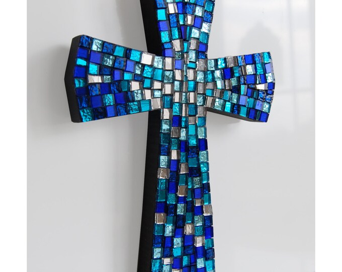Shaded Blue Wall Cross, Mosaic Glass Blue Cross, Art L /700/A/9 - Etsy ...