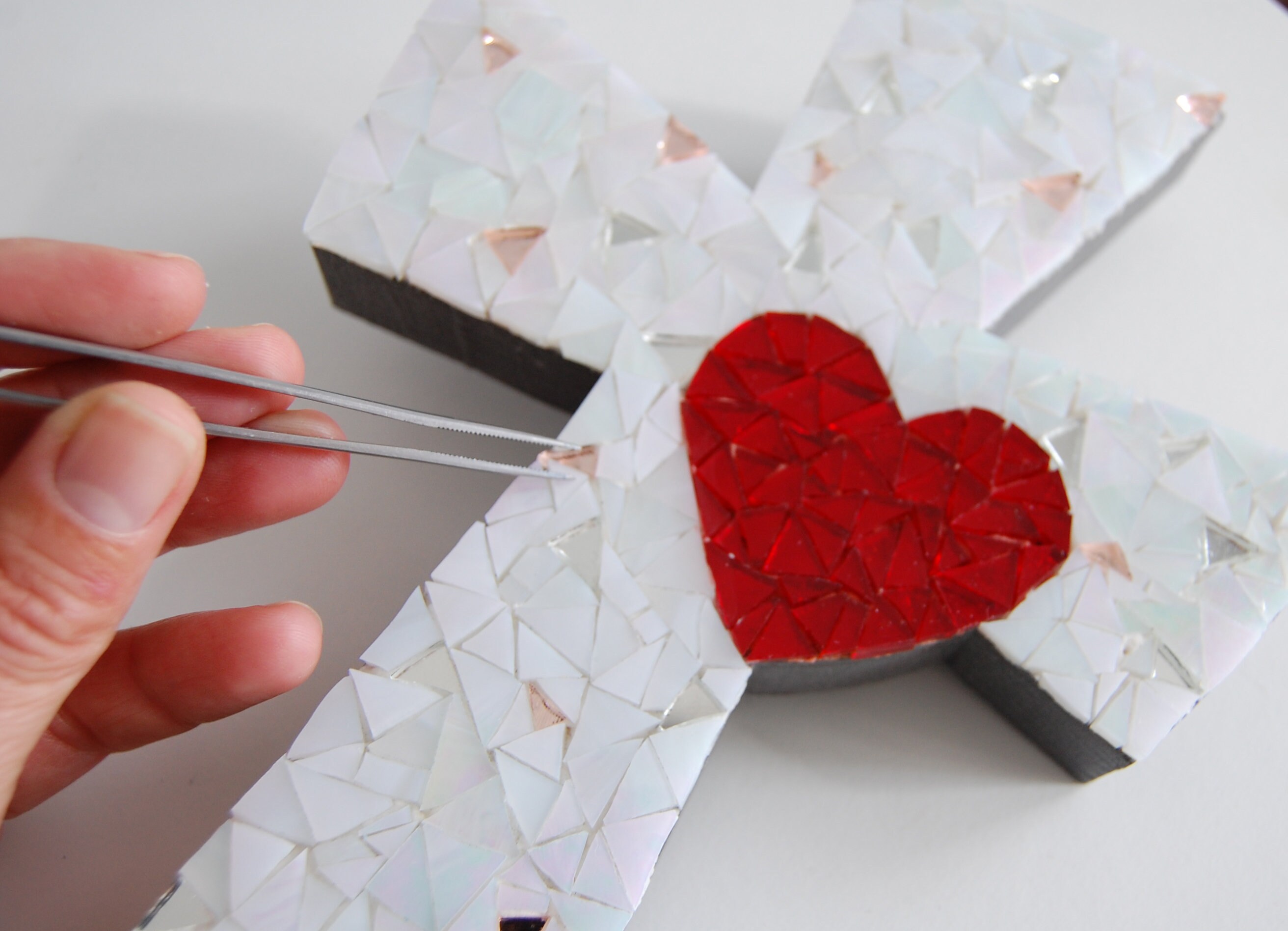 Stain Glass Mosaic Cross White Modern Wall Cross in Glass - Etsy