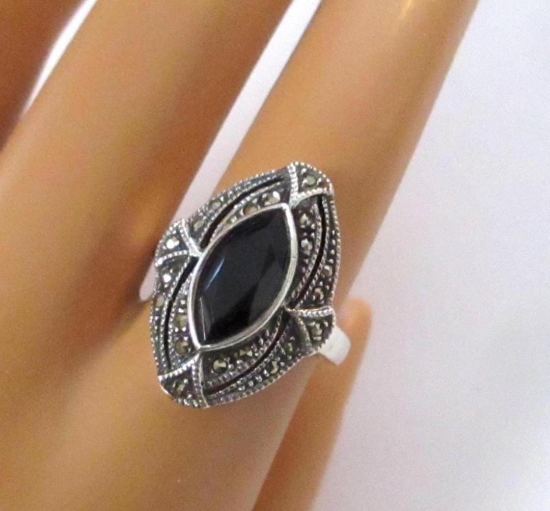 Vintage Judith Jack Ring, Sterling Silver 925, Size 7, Marcasite and ...