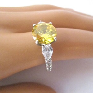 Jean Dousett Sterling Silver Large Canary Yellow CZ, Pear Shape Clear ...
