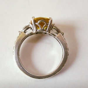 Jean Dousett Sterling Silver Large Canary Yellow CZ, Pear Shape Clear ...